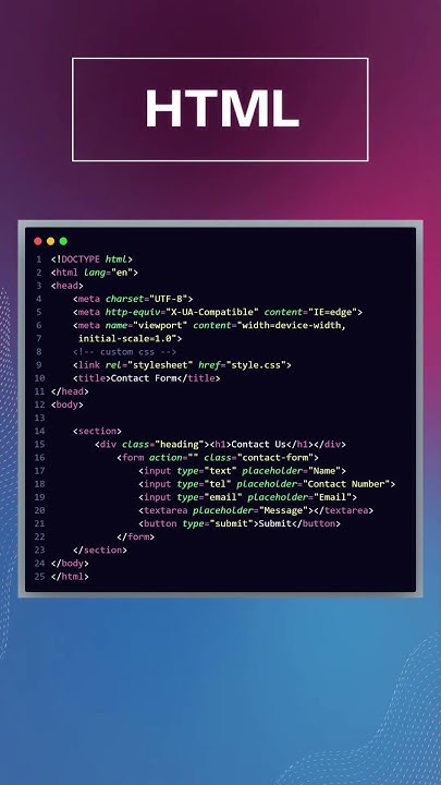 Contact Form Html And Css Shorts Howtocreate Form Youtube