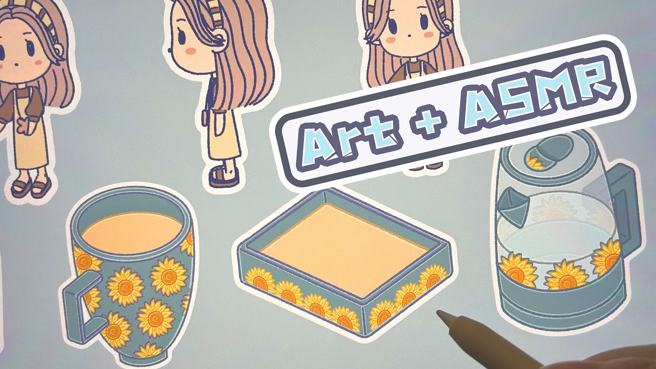 【🎨 Art Process & 🎧 ASMR】🎨 Paint With Me & 🎧 ASMR No Talking | Cute ...