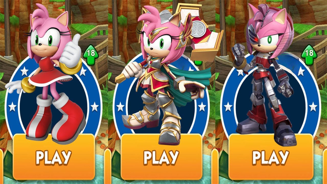 Sonic Dash -PALADIN AMY vs NORMAL AMY vs RUSTY ROSE - Fully Upgraded vs ...