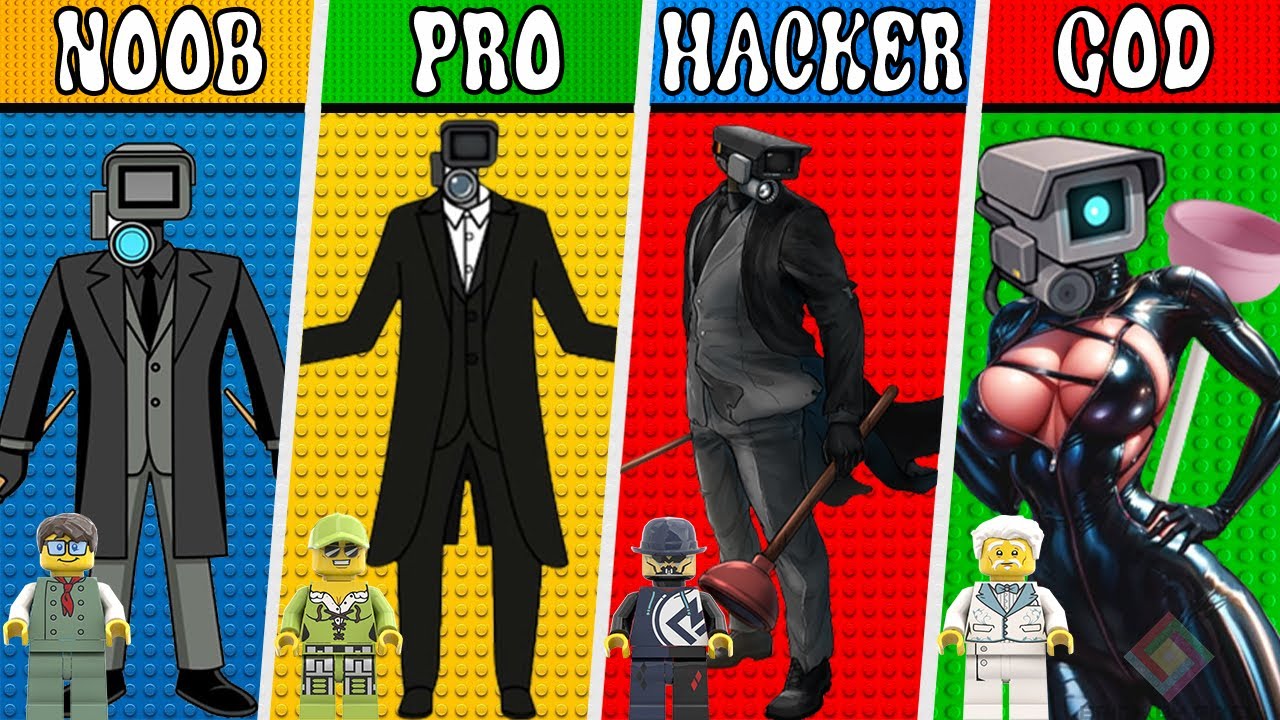 LEGO ART Plunger Cameraman - Noob, Pro, Hacker, GOD! | (Skibidi Toilet ...