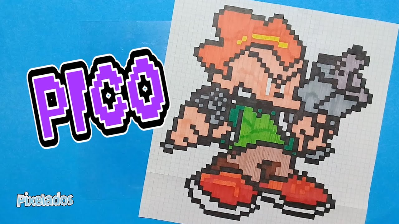 COMO DIBUJAR PICO de FRIDAY NIGHT FUNKIN PIXEL ART - PIXELADOS - YouTube