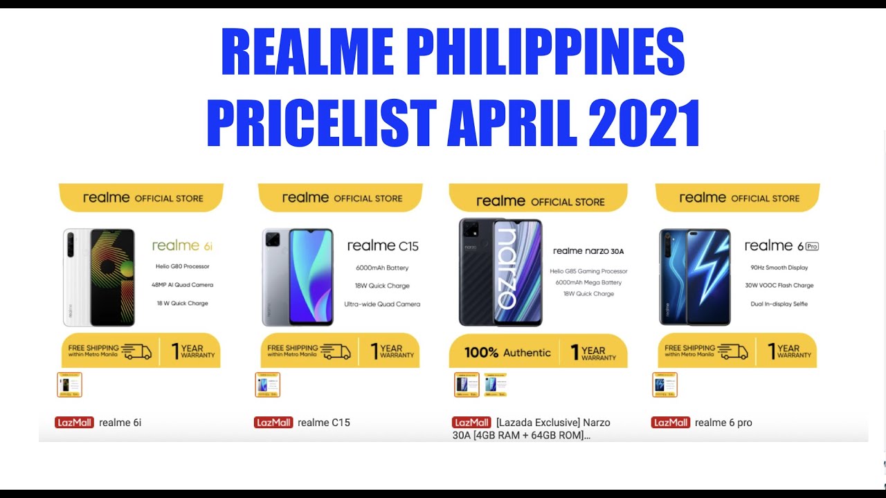 REALME PHILIPPINES PRICELIST APRIL 2021 - YouTube