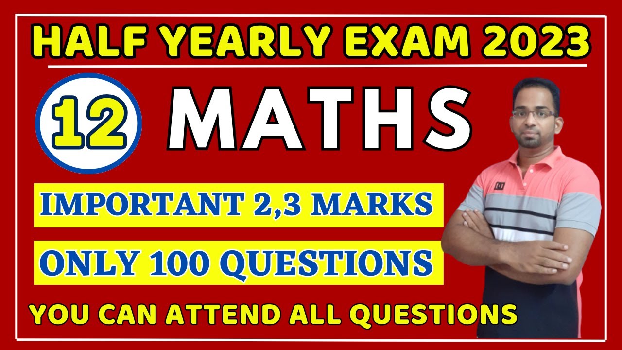 12th Maths Important Questions 2023 | 12th Maths Half Yearly Exam 2023 ...