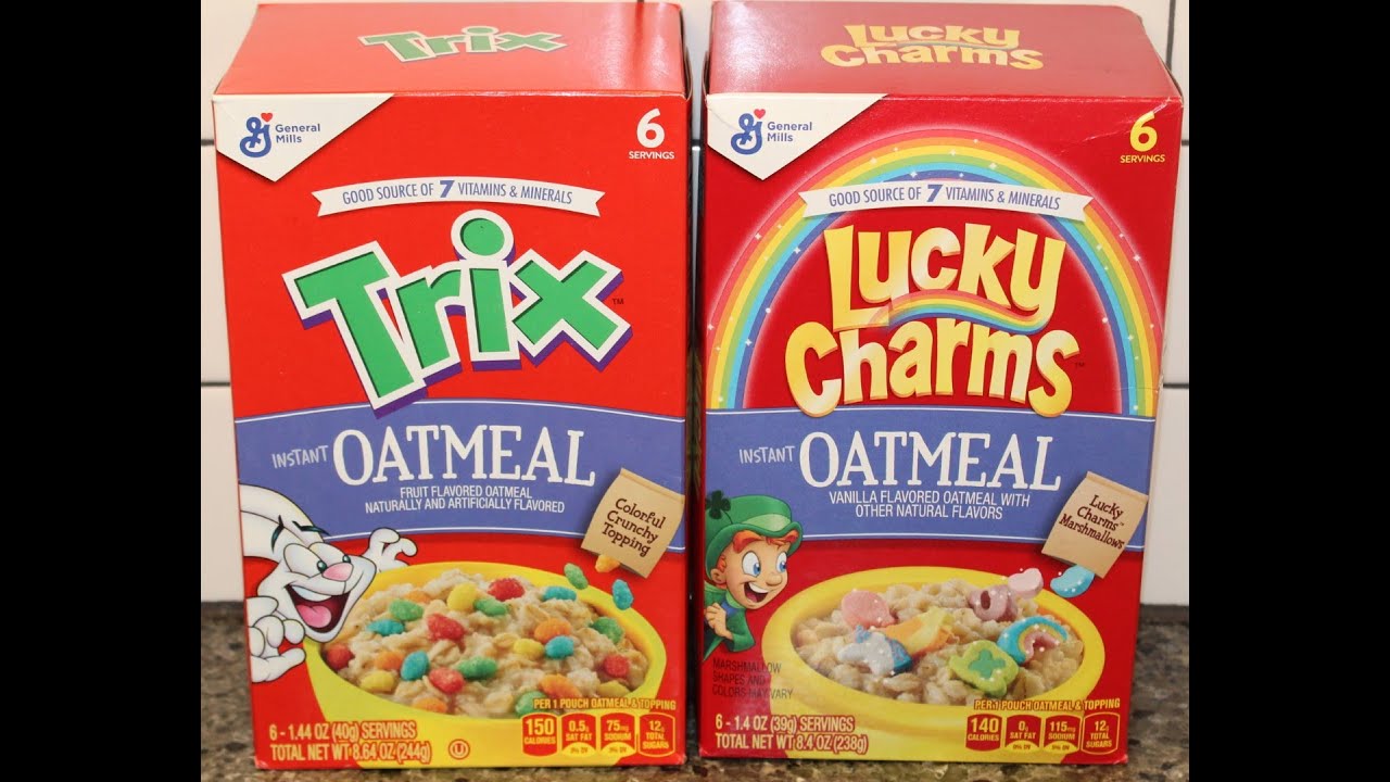 Trix & Lucky Charms Instant Oatmeal Review - YouTube