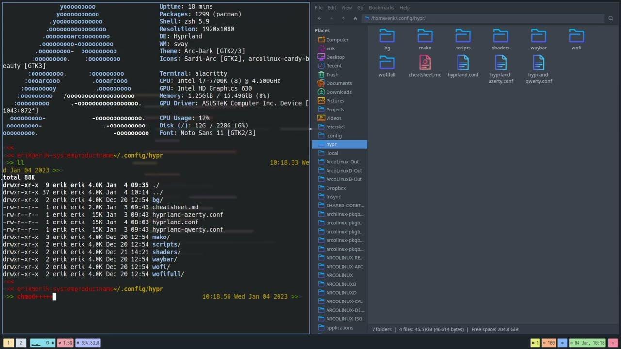 ArcoLinux : 3208 Hyprland changes - new app - new config - zsh is now possible - YouTube