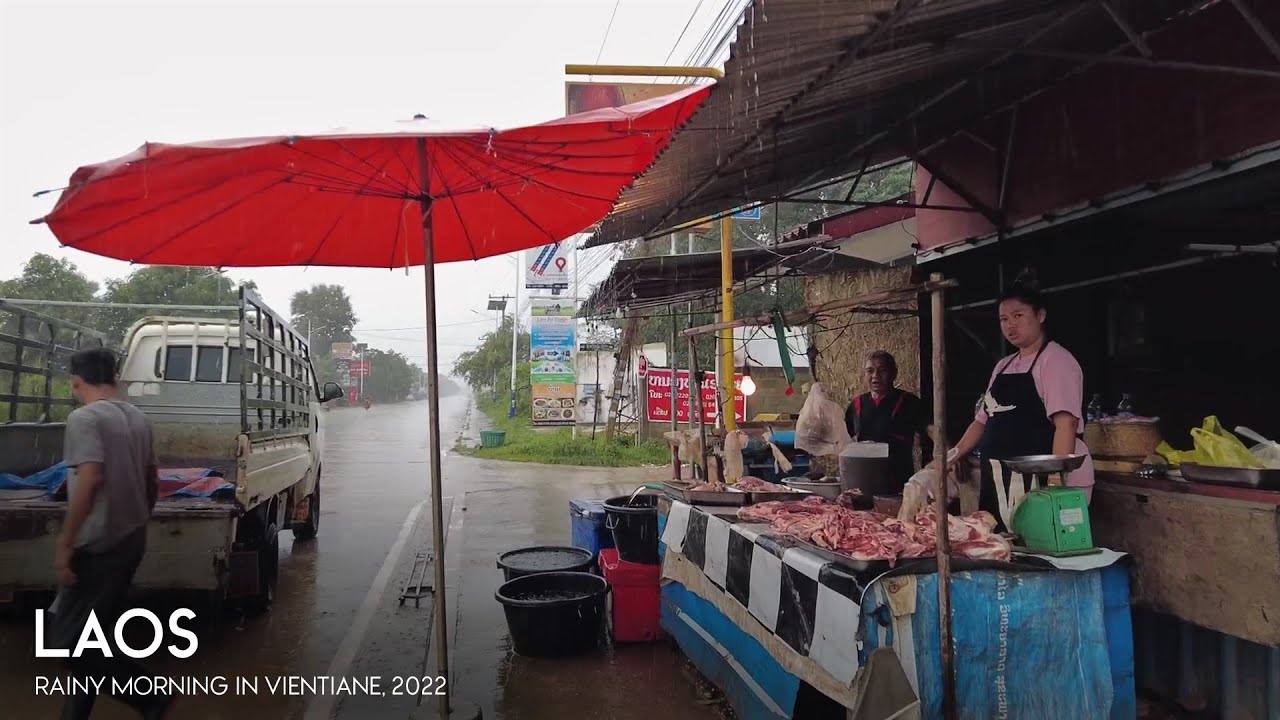 Short Walk in the Rainy Morning | Vientiane | Laos Walking Tour ...
