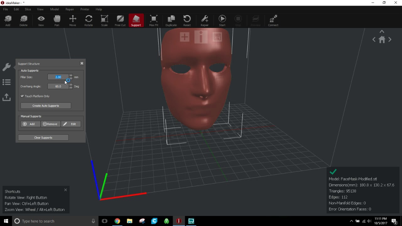 Custom Support in Ideamaker - CR-10 - YouTube