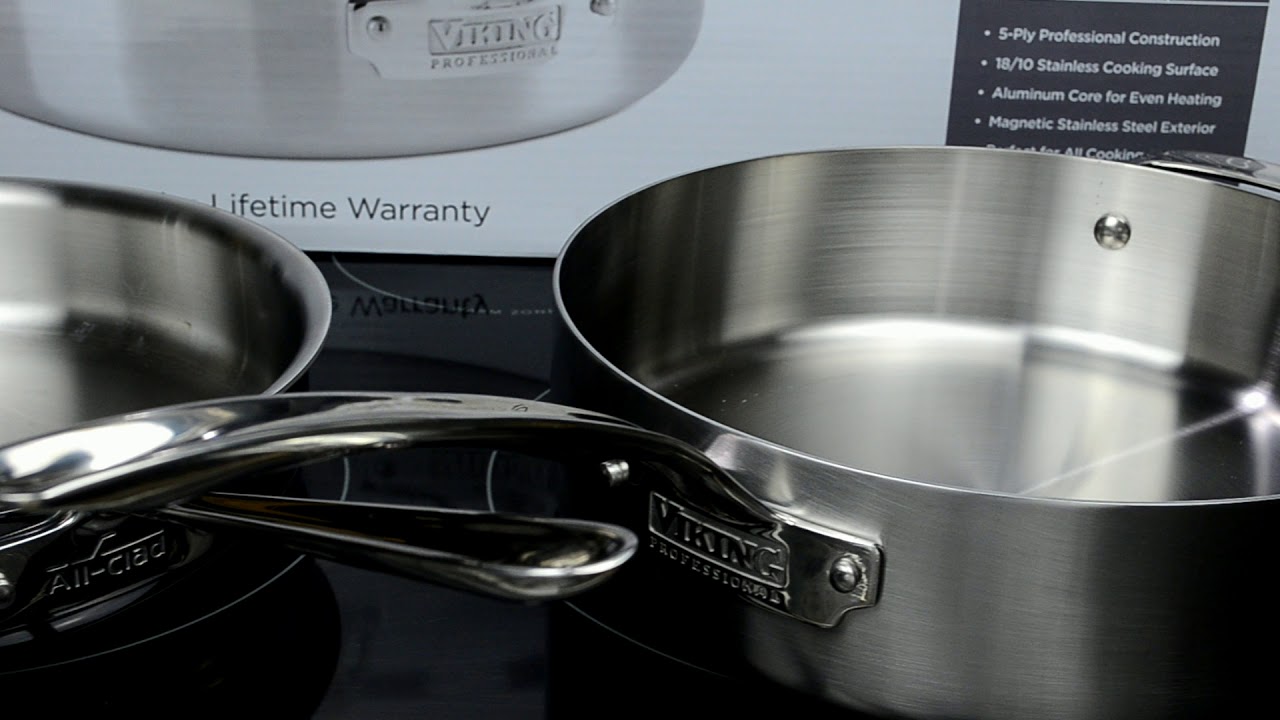 Viking Professional 5-Ply 6.4 Qt. Saute Pan - Comparison - All Clad 3qt ...