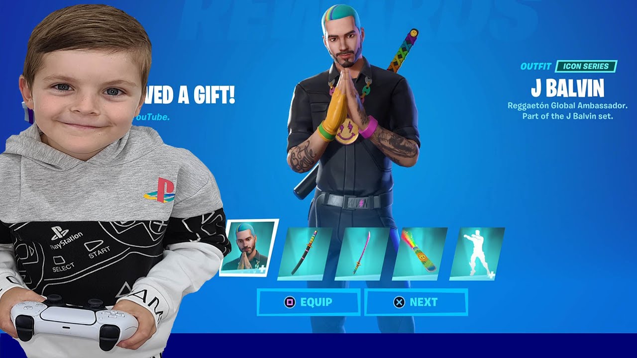 TRUMAnn Giving My 7 Year Old Kid NEW J BALVIN Fortnite Skin Bundle ...