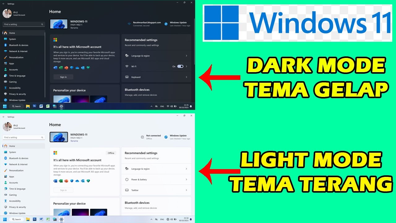 Cara Aktifkan Dark Mode di Windows 11 || Tema Gelap di Windows 11 - YouTube