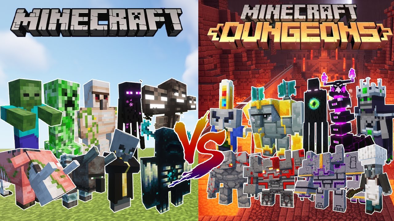 Minecraft vs Minecraft Dungeons - Minecraft Mob Battle - YouTube
