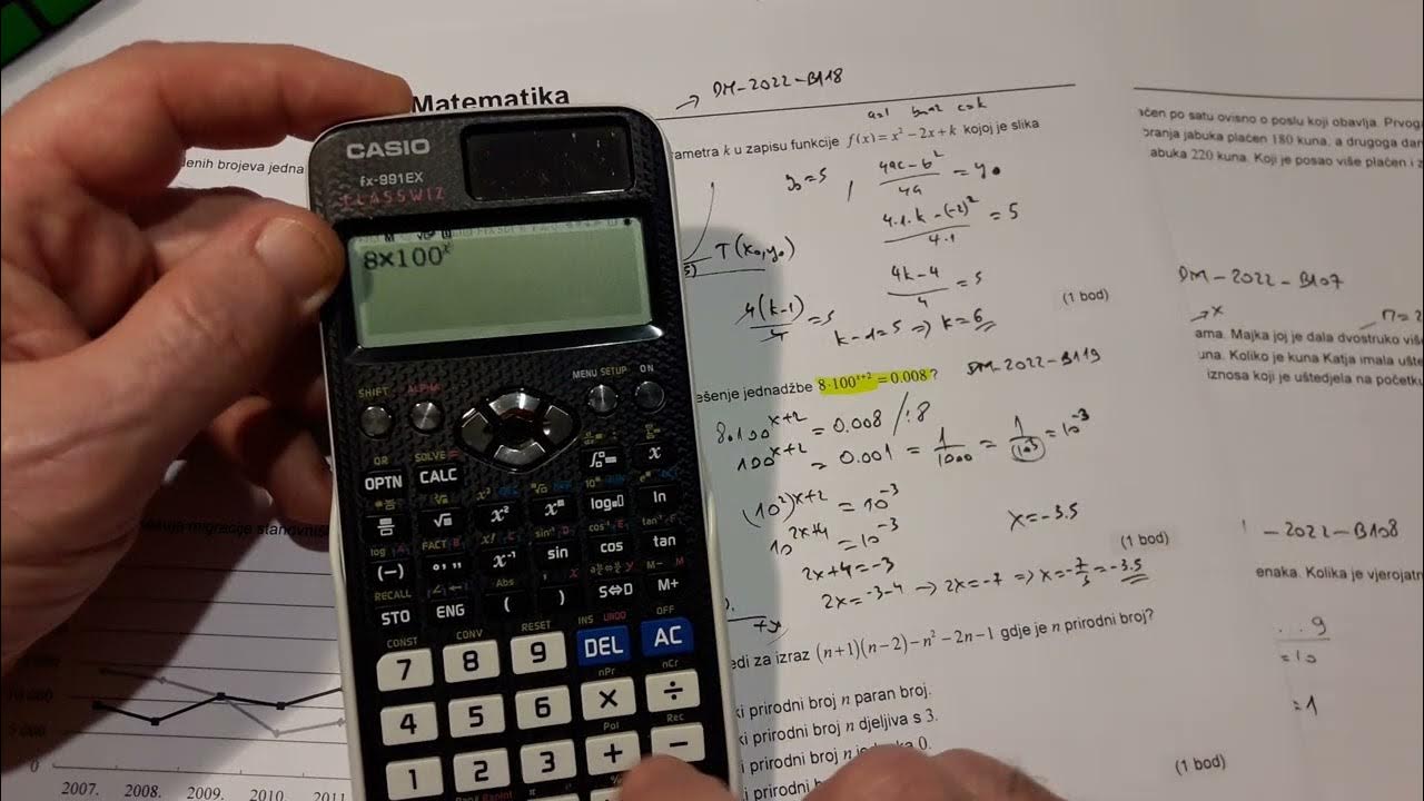 19. zad. DM-2022. eksponencijalna jednadžba na casio kalkulator i ...