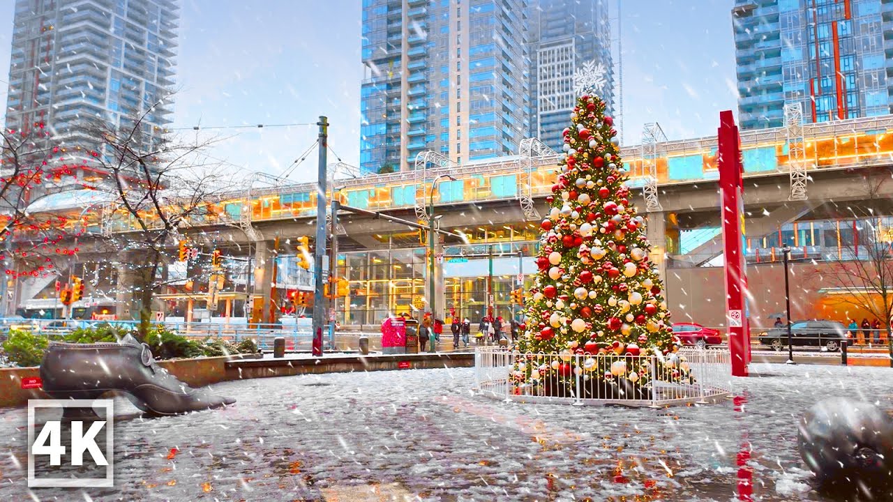 【4K】Snow Walk in Vancouver , First Snowfall of Christmas 2023, Travel ...