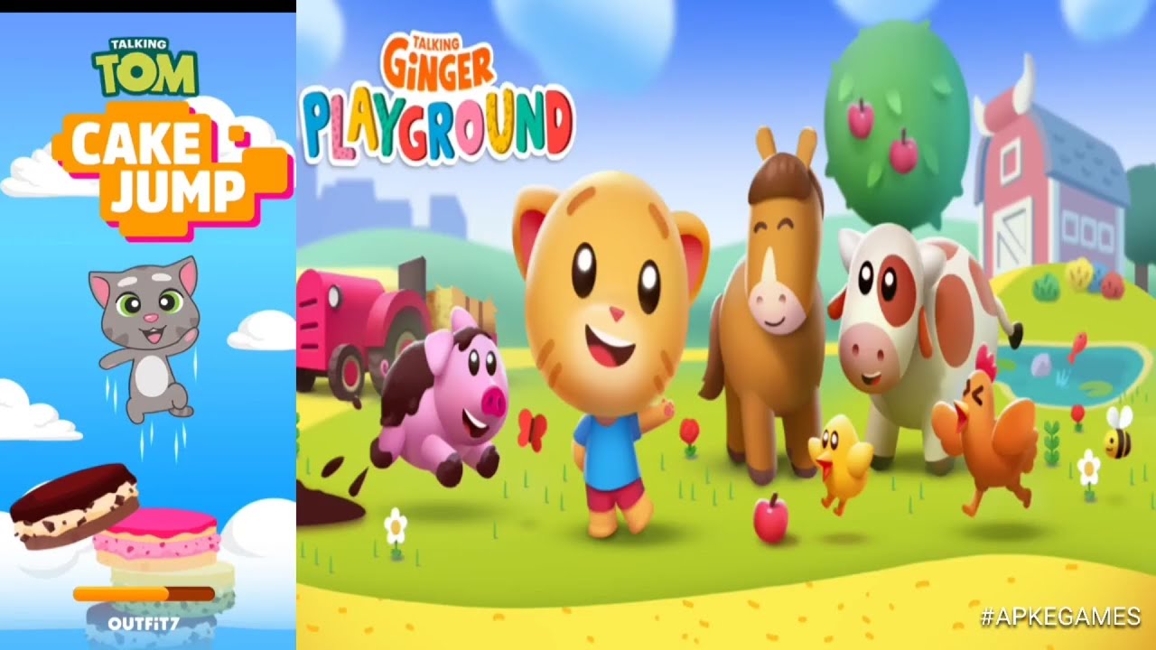 Talking Tom Cake Jump vs Talking Ginger Playground Gameplay Android ios ...