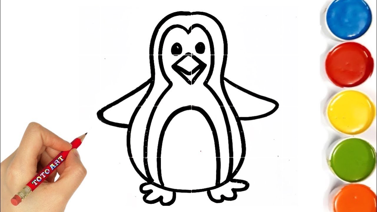 How to draw Cute Pingo -Colouring for Kids & Toddlers |Draw, Paint and ...