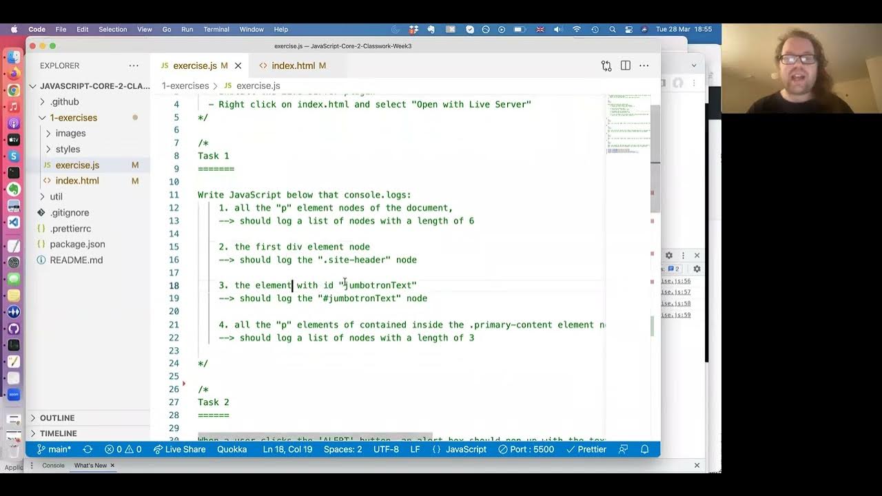 Js2 Week3 Practice Queryselector Css Youtube