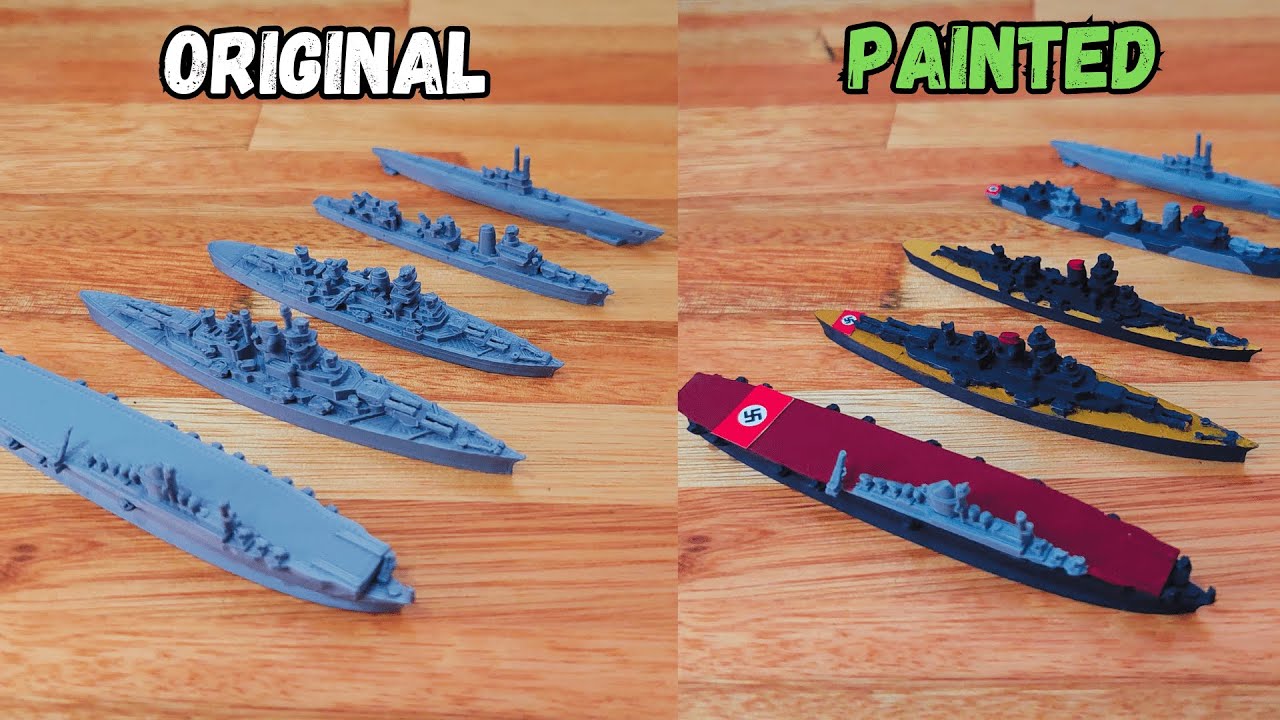 3D Printed German Navy Models for Axis & Allies & Wargames - YouTube