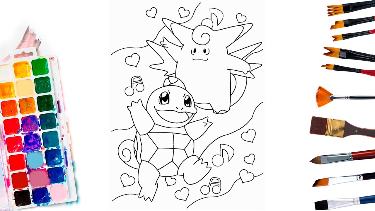 Pokemons Coloring And Drawing | Squirtle And Clefable Coloring Page ...