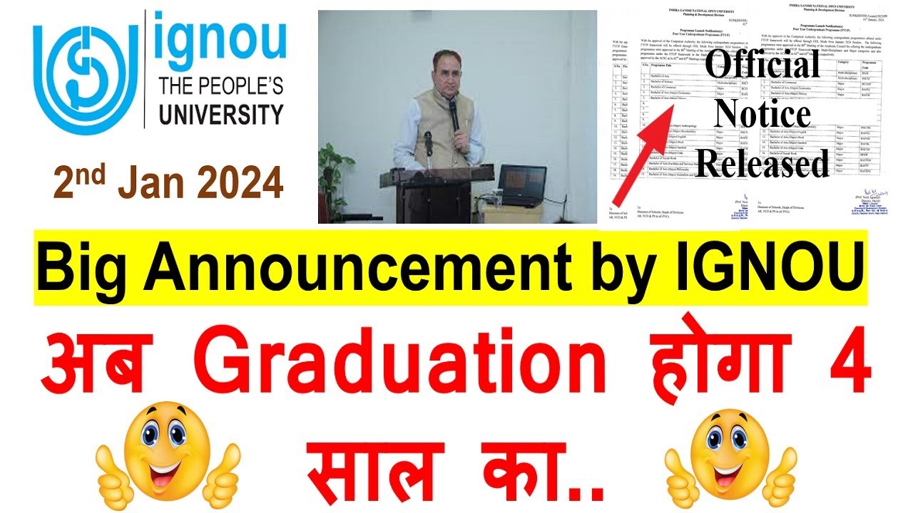 😮IGNOU मैं अब होगा 4 साल का Graduation | Big Announcement by IGNOU ...