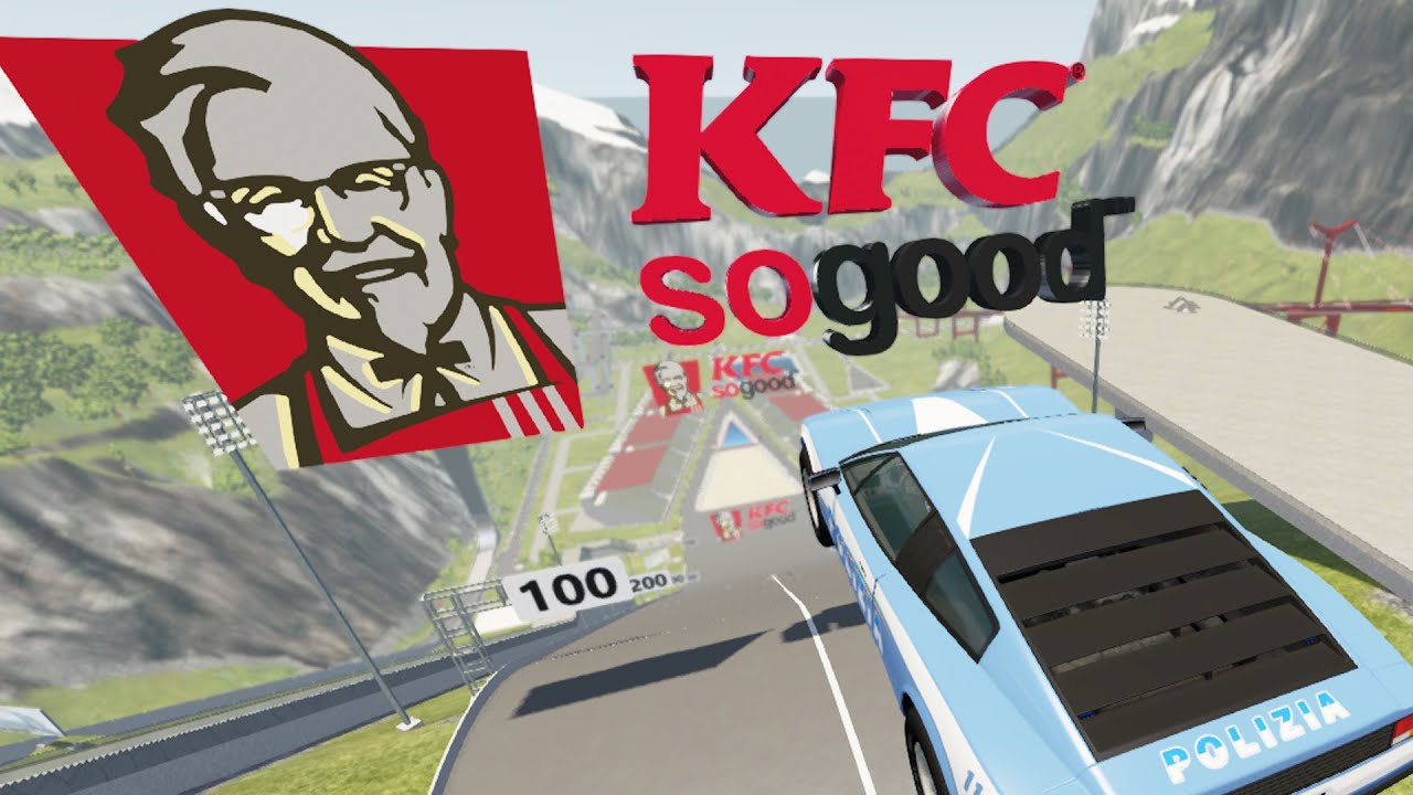Car Fly Through KFC Logo - Beamng Drive - YouTube
