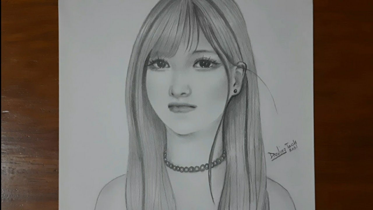HOW TO DRAW A GIRL WITH BEAUTIFUL LONG HAIR-STEP BT STEP-PENCIL SKETCH ...