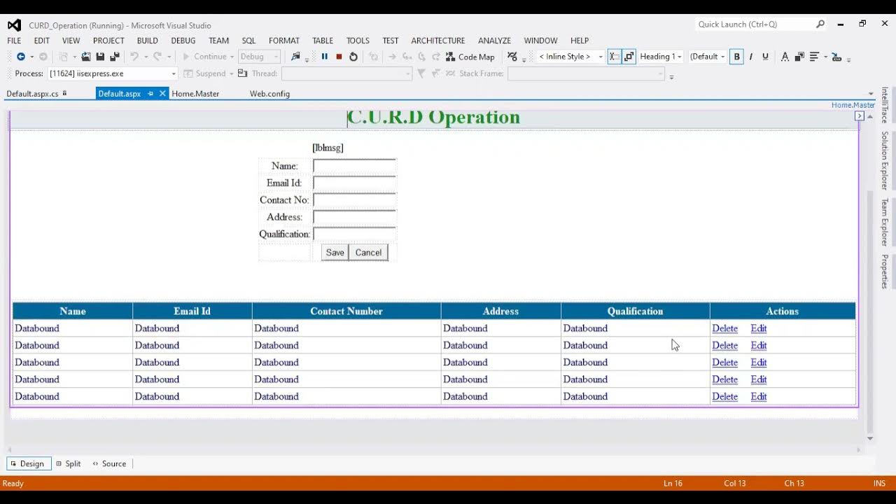 CURD operation using Single Stored Procedure in Asp.net C# SQL Server - YouTube