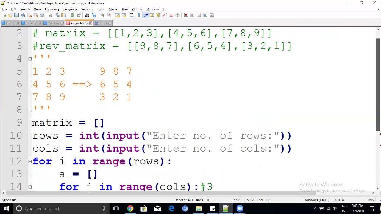 Reverse Matrix Matrix Programming In Python Python By NP