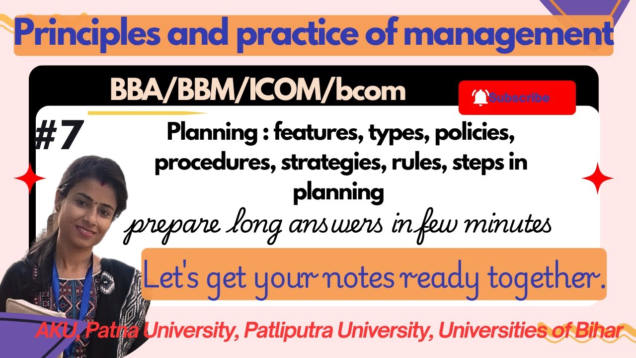 Planning in detail | features| steps | types|policies| procedures ...