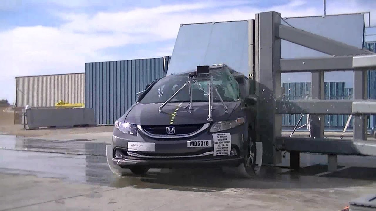 2013 Honda Civic Hybrid Sedan | Pole Crash Test by NHTSA | CrashNet1 ...