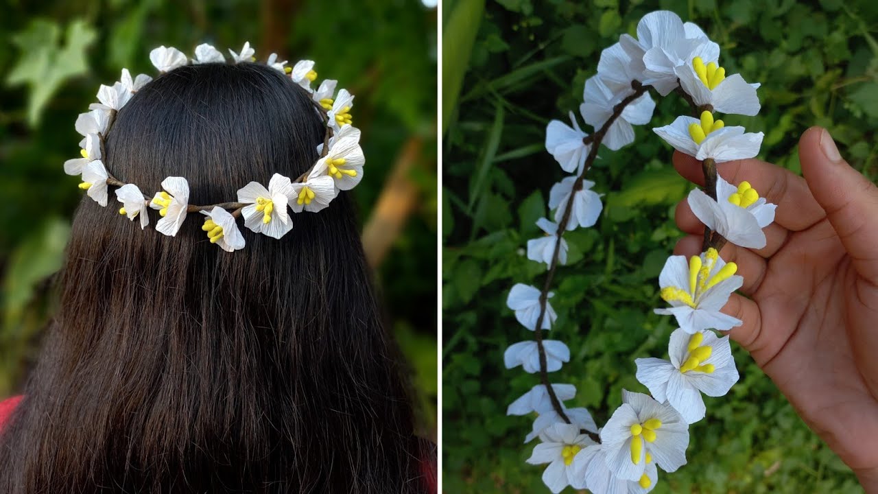 How to make flower crown at home | simple paper flower tiara | flower ...