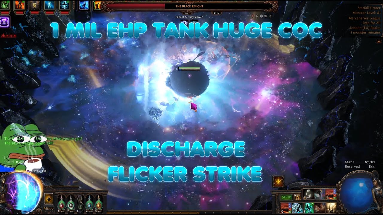 PoE Mercenaries, THICC 1 mil EHP CoC FLICKER DISCHARGE - FUN meme build - YouTube