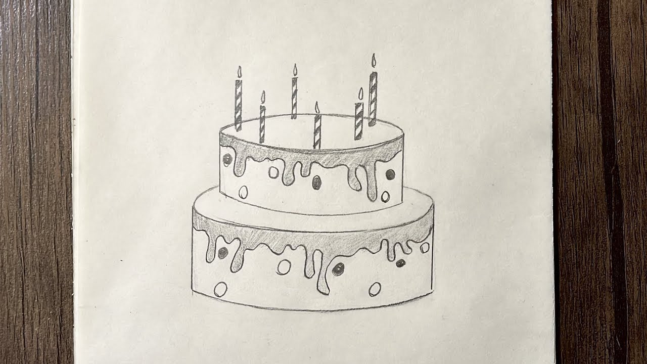 how to draw a birthday cake very easy | birthday cake drawing step by ...