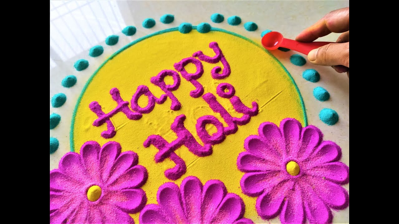 Wonderful Happy Holi Rangoli Designs With Colours l Happy Holi Rangoli ...