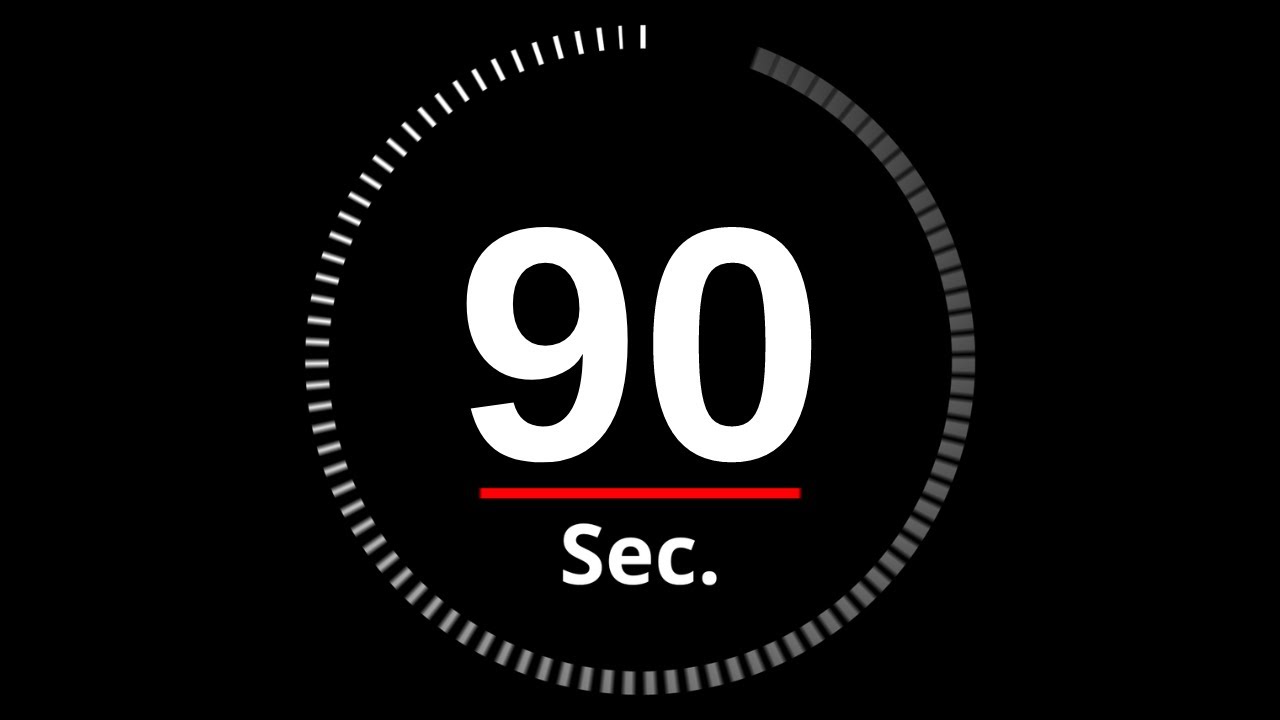 90 Second Countdown No Sound - 1.5 Minute Countdown No Music No Alarm - YouTube