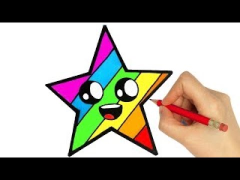 How To Draw Rainbow Little Star | Drawing Ideas With Basic Shapes for ...