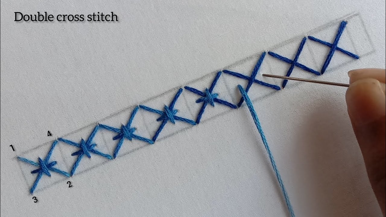 Double cross stitch hand embroidery for beginners - YouTube