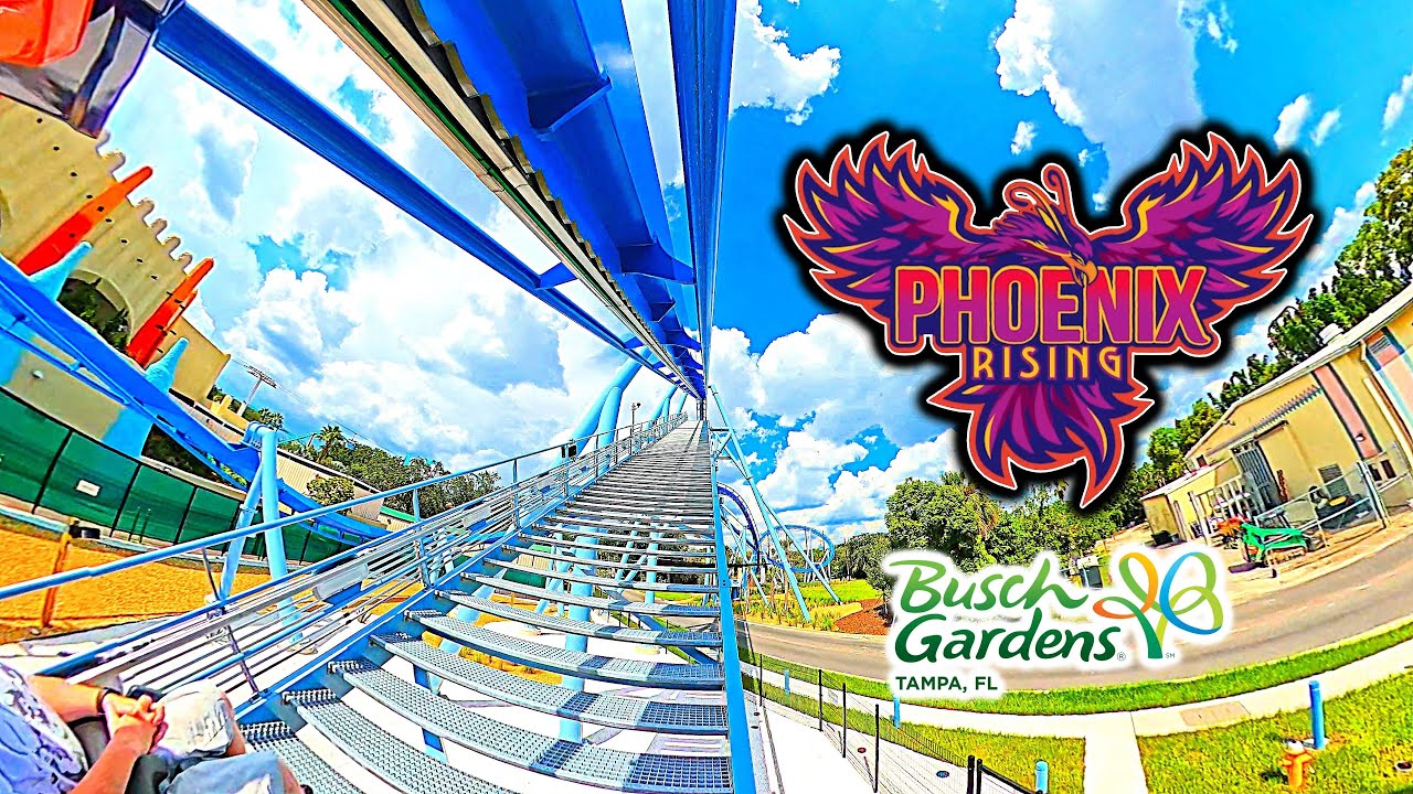 [4K] Phoenix Rising - Roller Coaster | Front Row POV | Busch Gardens ...