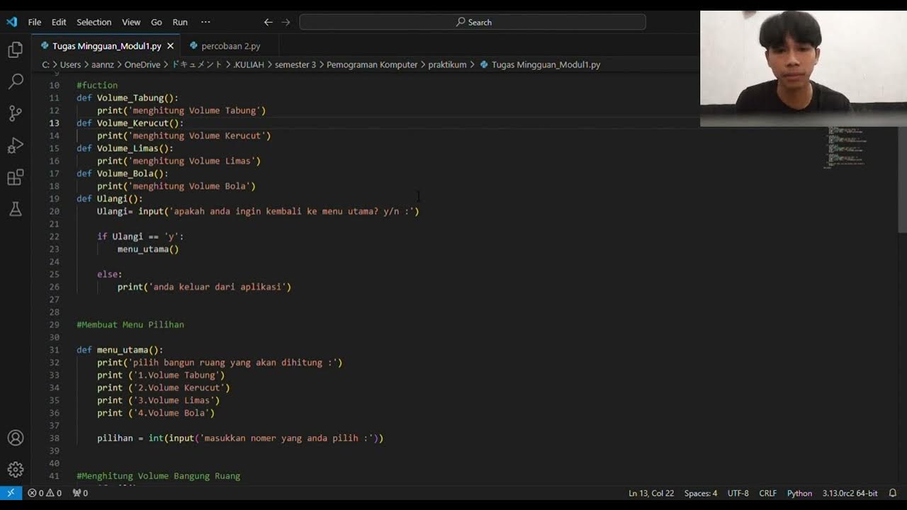 Menghitung Volume Bangun Ruang (Python/VS Code) - YouTube