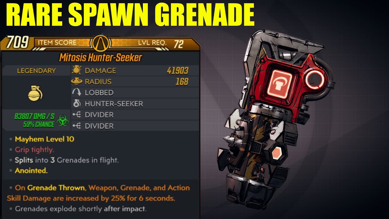 BL3 - LVL 72 - Mitosis Hunter Seeker - Corrosive - Grenade Thrown ...