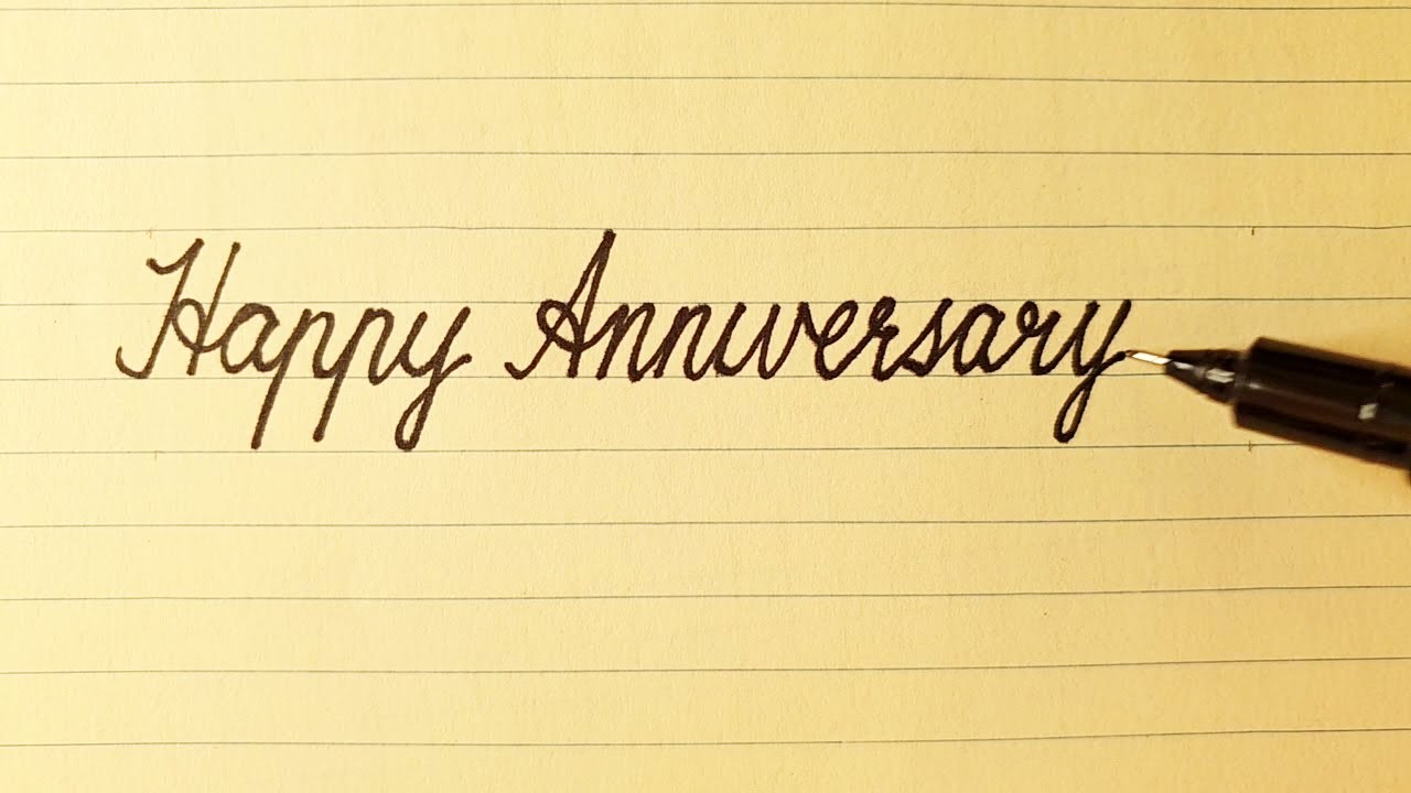 Happy anniversary English Cursive Handwriting Tutorial - YouTube