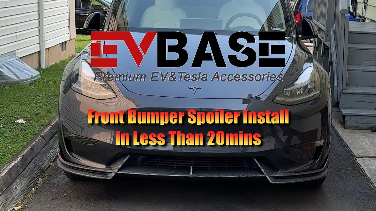 Tesla Model Y EVBASE Front Lip Spoiler ABS Sport Body Kit - install ...