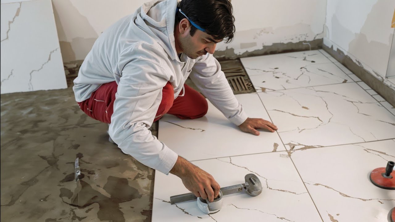 floor tile fitting skills|floor tile installation in Pakistan without ...