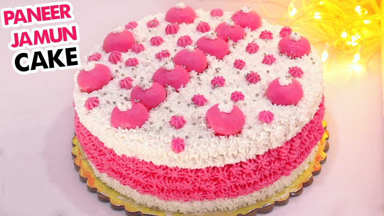 Paneer Jamun Cake recipe 😋 Tasty Birthday cake at home | Pink rasagulla ...