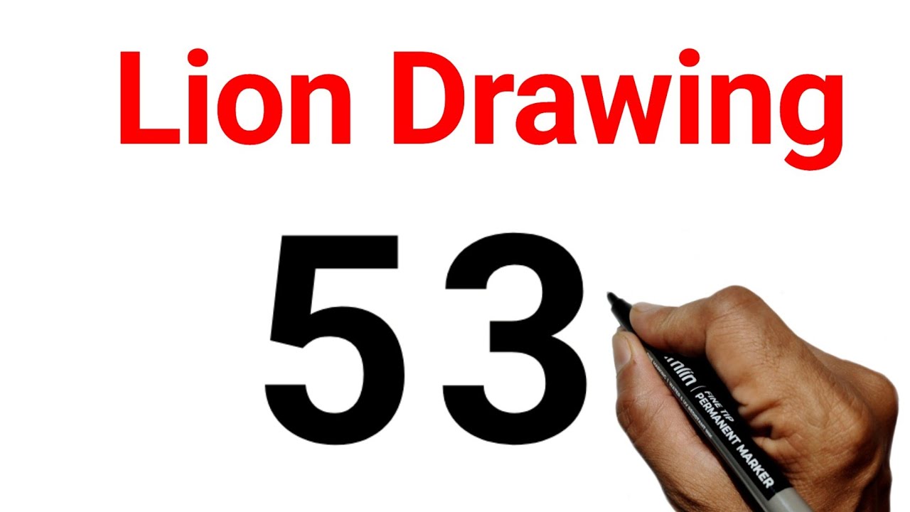 How to Draw a Angry Lion From Number 53 l How to make a Lion Drawing ...