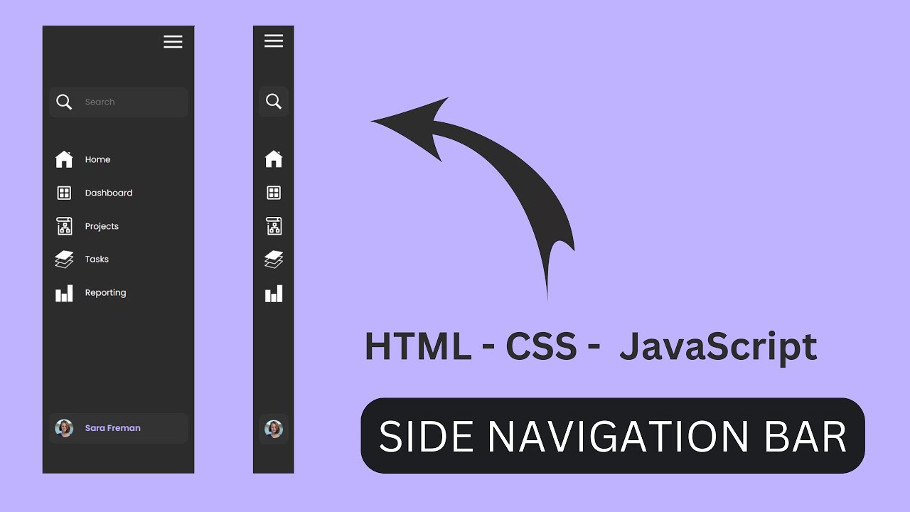 Create Interactive Side Navigation Bar With Html Css And Js Youtube 3360