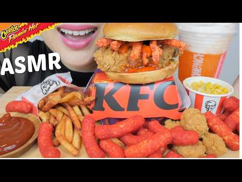 ASMR *NEW KFC Flamin ' Hot Cheetos Meal | N.E Lets Eat