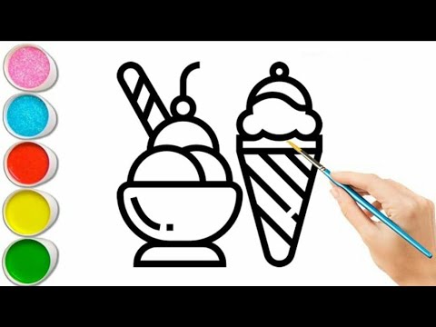Ice Cream Drawing , painting and colouring for kids and toddlers|| How ...