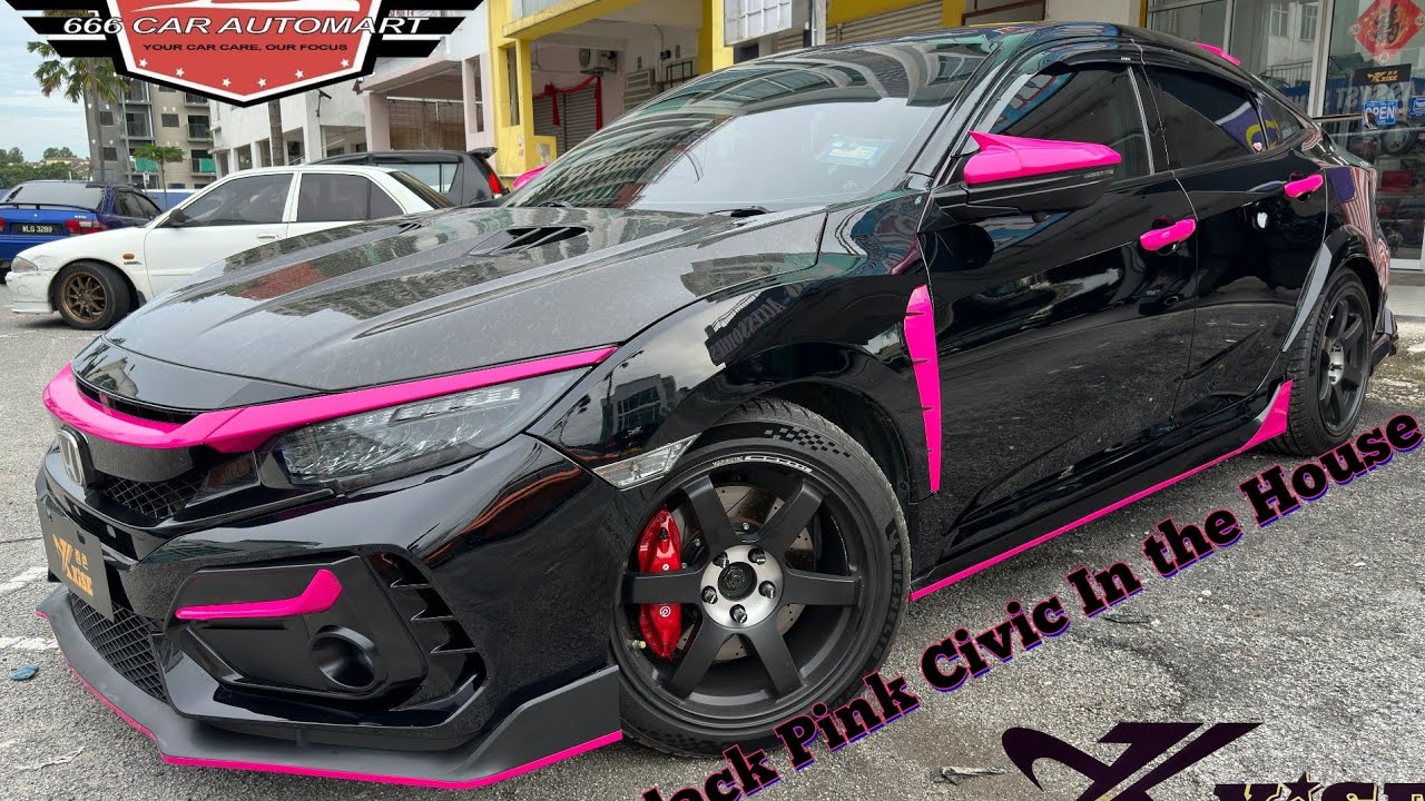 Civic Type R Unwrap car sticker and Wrap BLACK PINK NEW SUPER GLOSSY ...