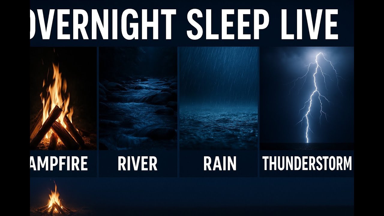 Overnight Live | Campfire, River, Rain, Ocean Waves & Thunderstorm ...