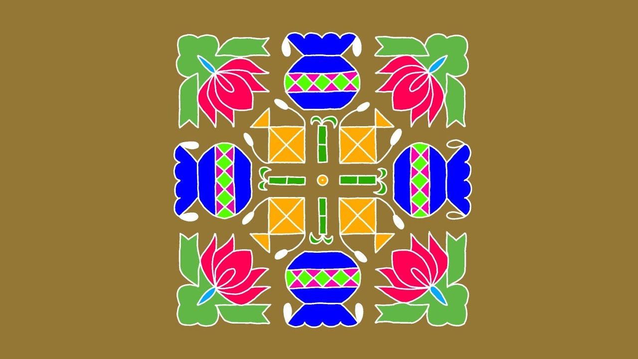 Sankranthi Special Bhogi Kundala Muggulu 17x17 | Lotus Rangoli in ...